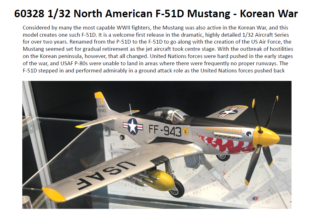 Tamiya 60328 North-American F-51D Mustang 'Korean War' 1:32 Scale ...