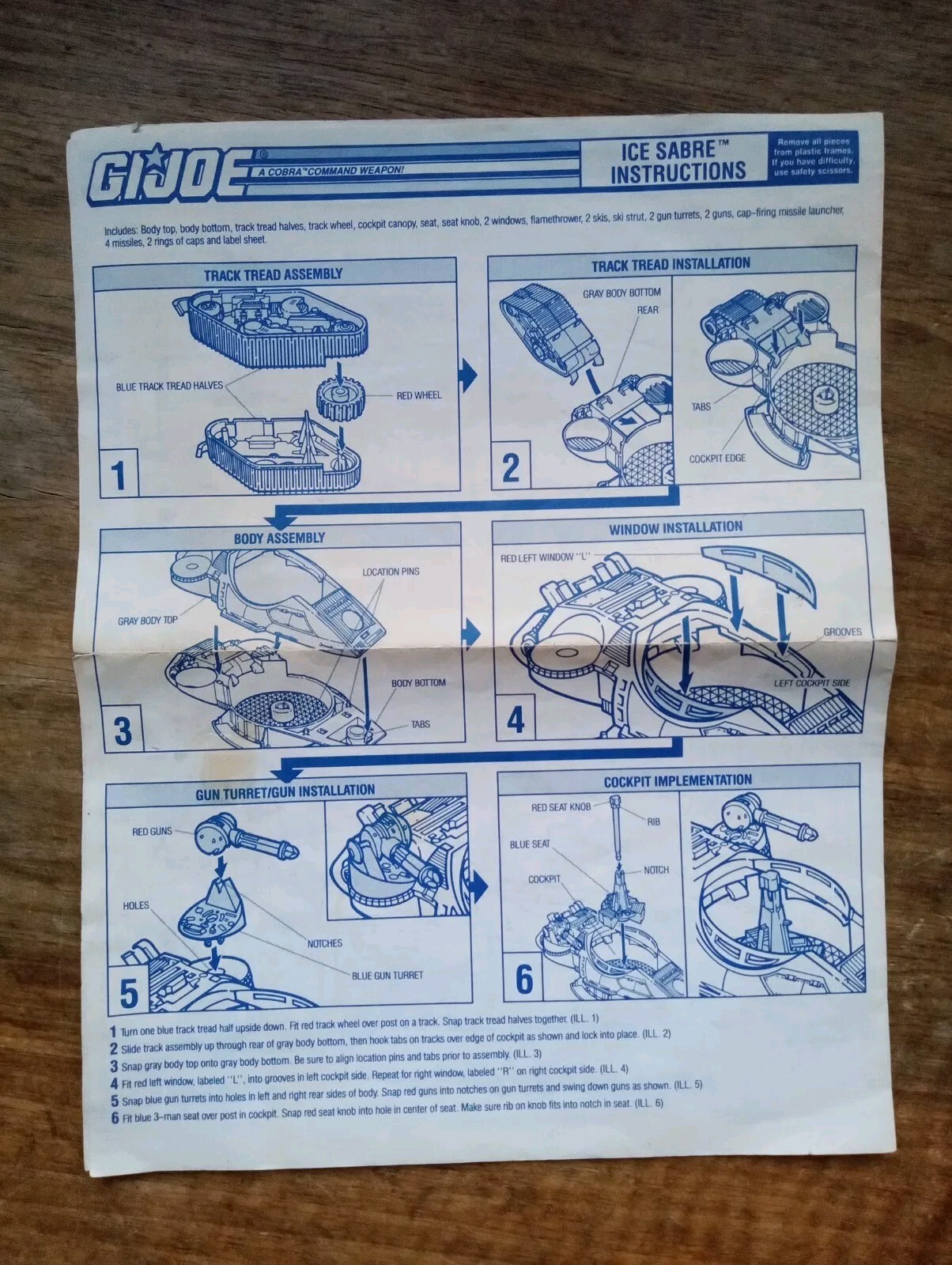 GI Joe 1991 Ice Sabre Blueprint Instructions | eBay