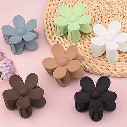 6 PCS flower clips 3 Inch Large Matte flower claw clip for Women Thin ...