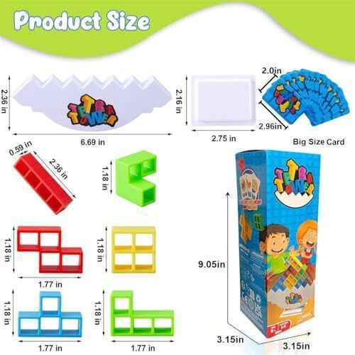 48 Pcs Tetra Tower Stack Attack Games - Stacking Block Puzzle Toy Board ...