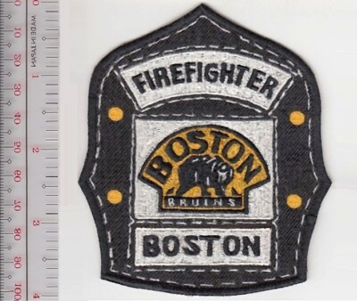 Boston Fire Department Firefighter FD Bruins Helmet Shield patch 4" | eBay