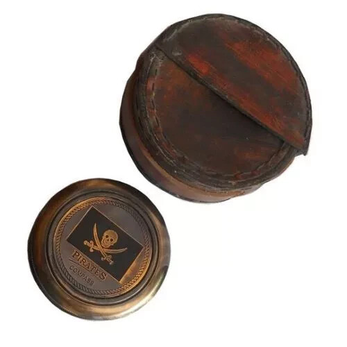 Made Vintage Style Nautical Antique Finish Pirates Compass W/ Leather ...
