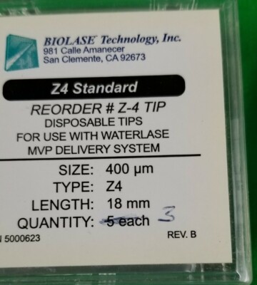 Biolase Waterlase Disposable Non-Sterile Laser DiodeTips Multiple Sizes ...