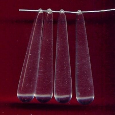 12 VINTAGE CRYSTAL ACRYLIC 36x6mm. ELONGATED SMOOTH DROP PENDANTS 2902 ...