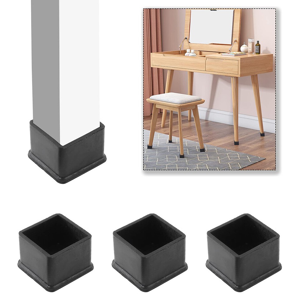 Square Chair Leg Caps Anti-Slip Rubber Chair Tips Table Chair Floor ...