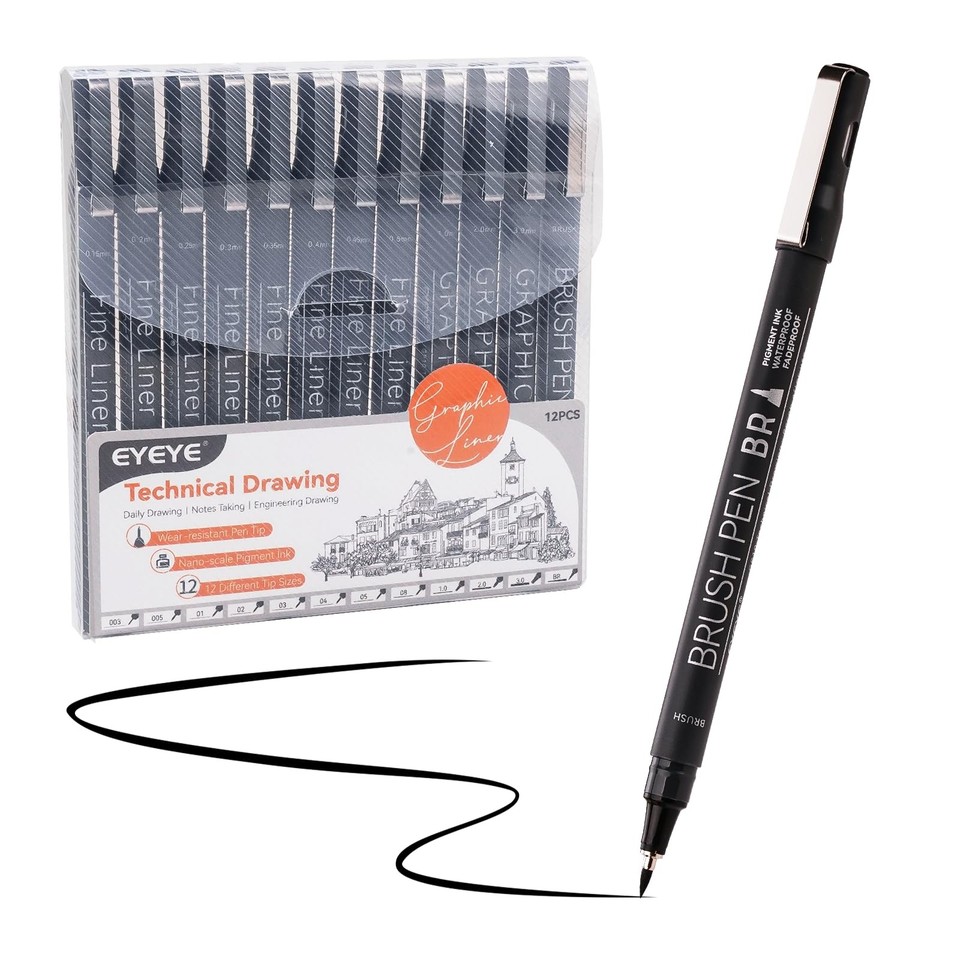 Micro Fineliner Pens, Black Drawing Art Pens,12 Archival Pen Waterproof ...