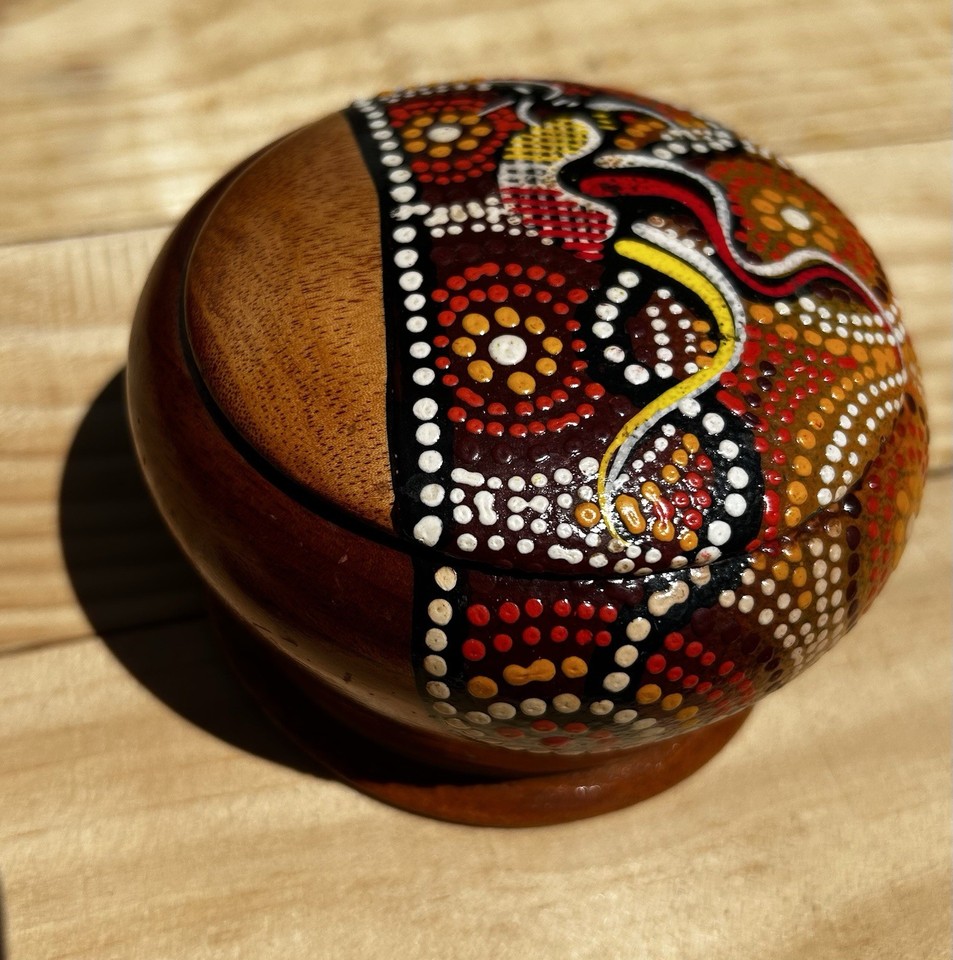 Aboriginal Handmade Dot Painted Trinket Box. Artist Signed And Numbered ...