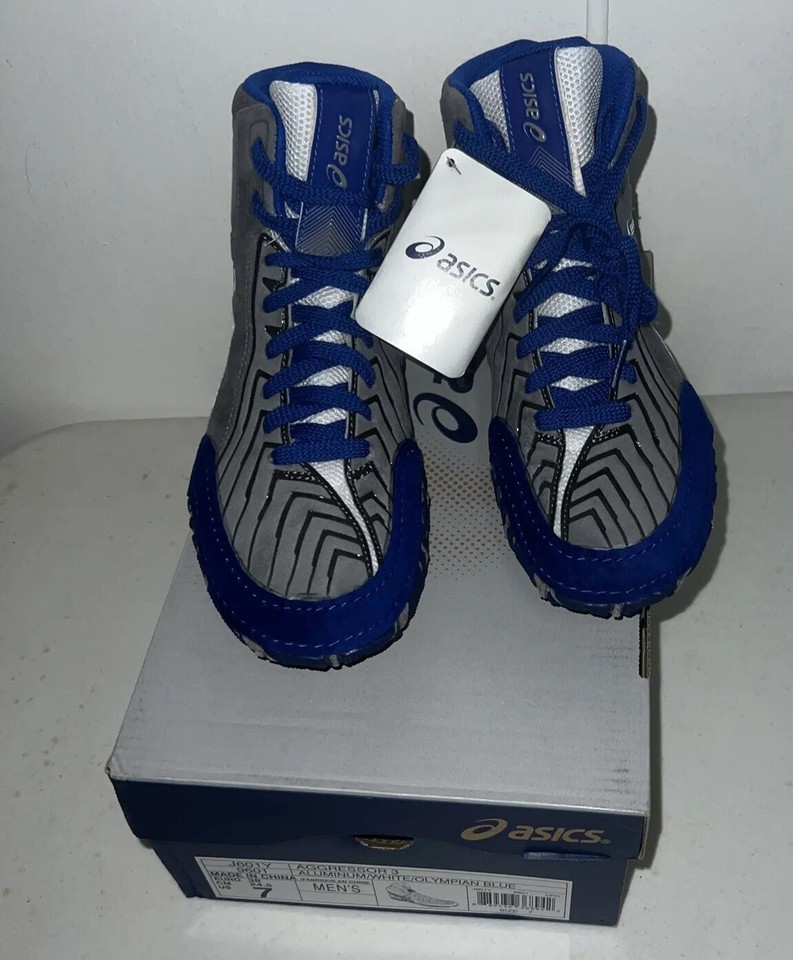 ASICS Aggressor 3 Men’s Size 7 Wrestling Shoes Blue Grey J601Y | eBay