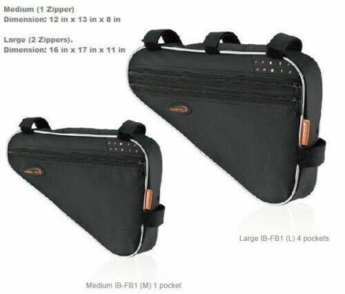 IBERA Triangle Bicycle Top Tube Frame Bag Multiple Compartment BLK ...