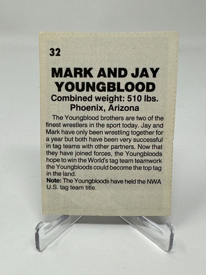 1985 Wrestling All-Stars Magazine Mark & Jay Youngblood Card #32 HAND ...