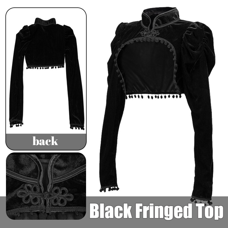 Women Velvet Steampunk Crop Jacket Stand Gothic Bolero Victorian ...