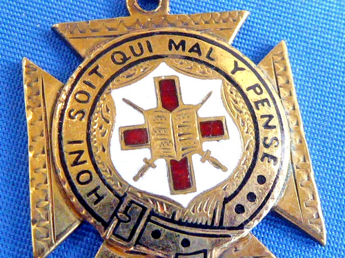 ANTIQUE MASONIC Honi Soit Qui Mal Y Pense ENAMEL FOB MEDAL KNIGHTS TEMPLER | eBay