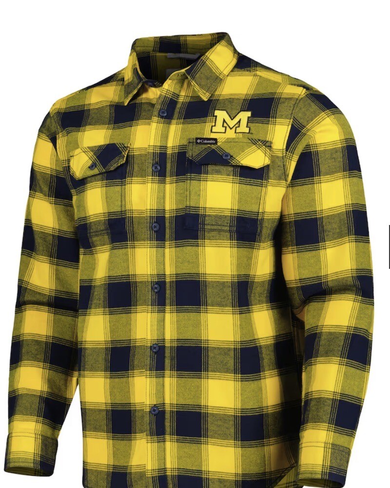 Large Michigan Wolverines Columbia Collegiate Flare Gun Flannel LS ...
