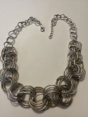 Silver Tone Chain Loops Choker Necklace Statement Jewelry #D210 | eBay