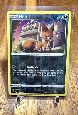 Nickit 047/072 Reverse Holo Shining Fates Pokemon Card NM | eBay