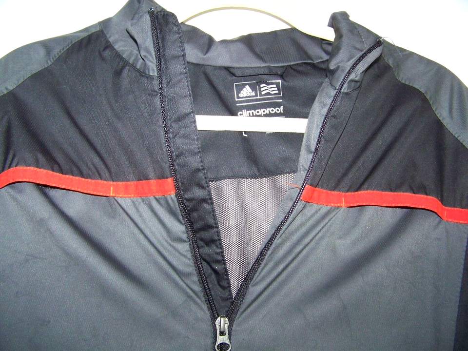 Adidas Climaproof Golf Jacket Mens L Gray/Black w/ Orange Stripe Zip ...