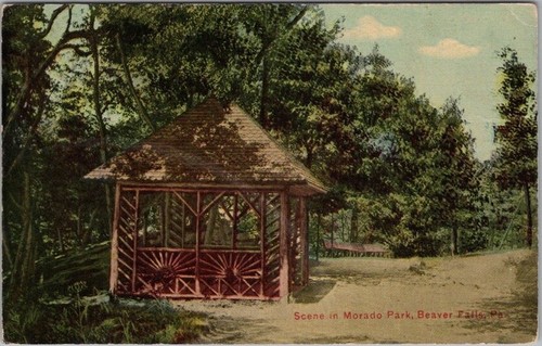 1910 BEAVER FALLS Pennsylvania Postcard "Scene in MORADO PARK" Pavilion ...