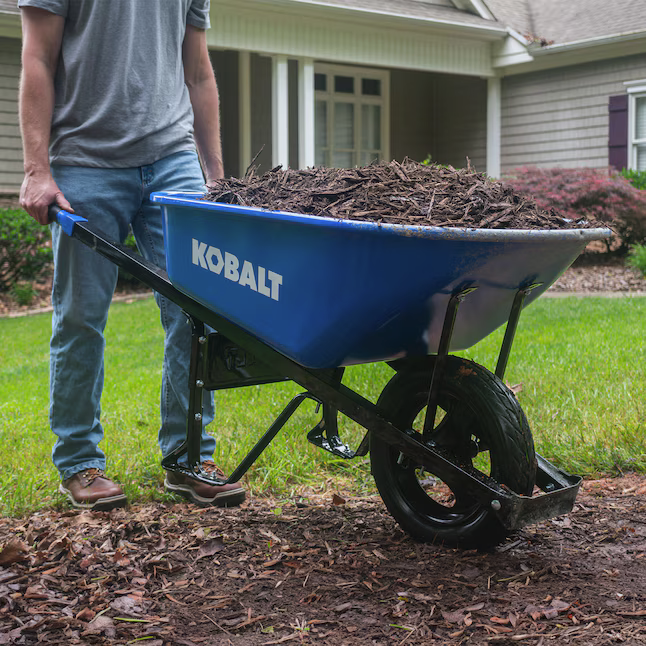 Kobalt 6-cu ft 1 Wheel Steel Push Wheelbarrow Flat-Free Tire | eBay