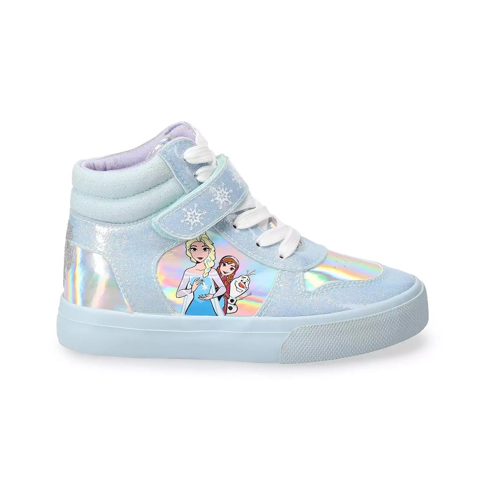 Disney Frozen High Top Sneakers Girl's Size 11 Blue Iridescent Athletic ...