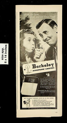 1946 Berkeley Windproof Lighters Christmas Tree Man Girl Vintage Print ...