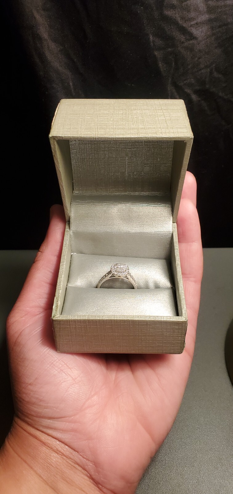 Diamond Princess-Cut Engagement Ring 1k Diamond and round 14k White ...