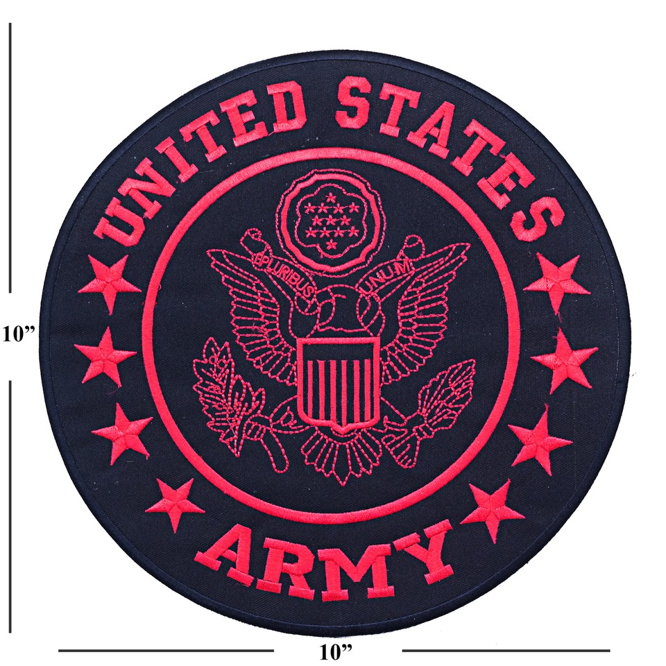 United State Army Red Round Embroidered Iron on Patch For Vests ...