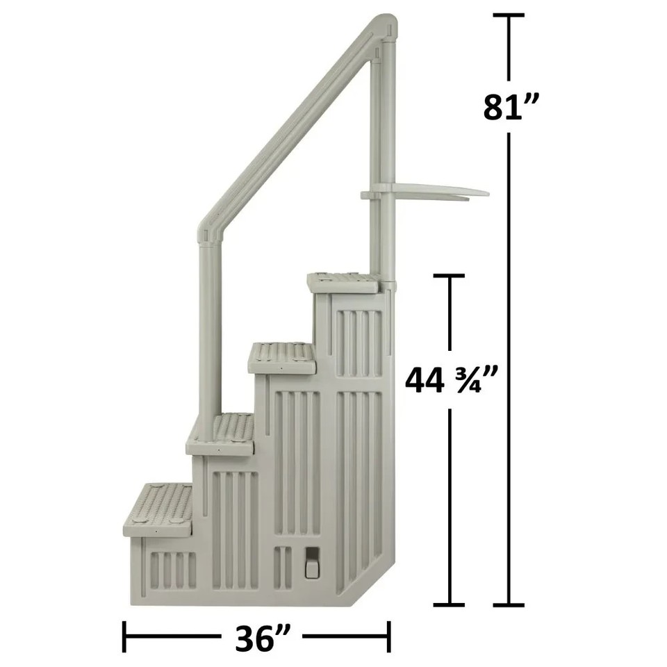Aqua Select 28" Wide Above Ground Heavy Duty Swimming Pool Step Ladder ...