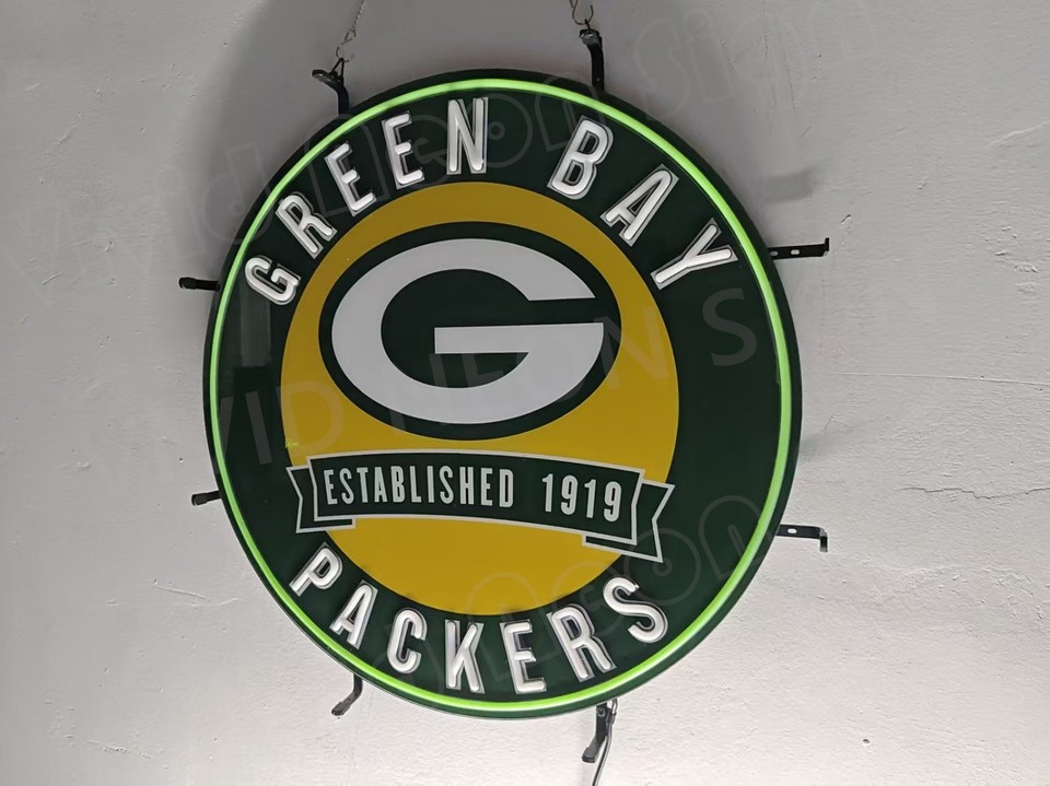 Green Bay Packers EST 1919 24"x24" Vivid LED Neon Sign Light Lamp With ...