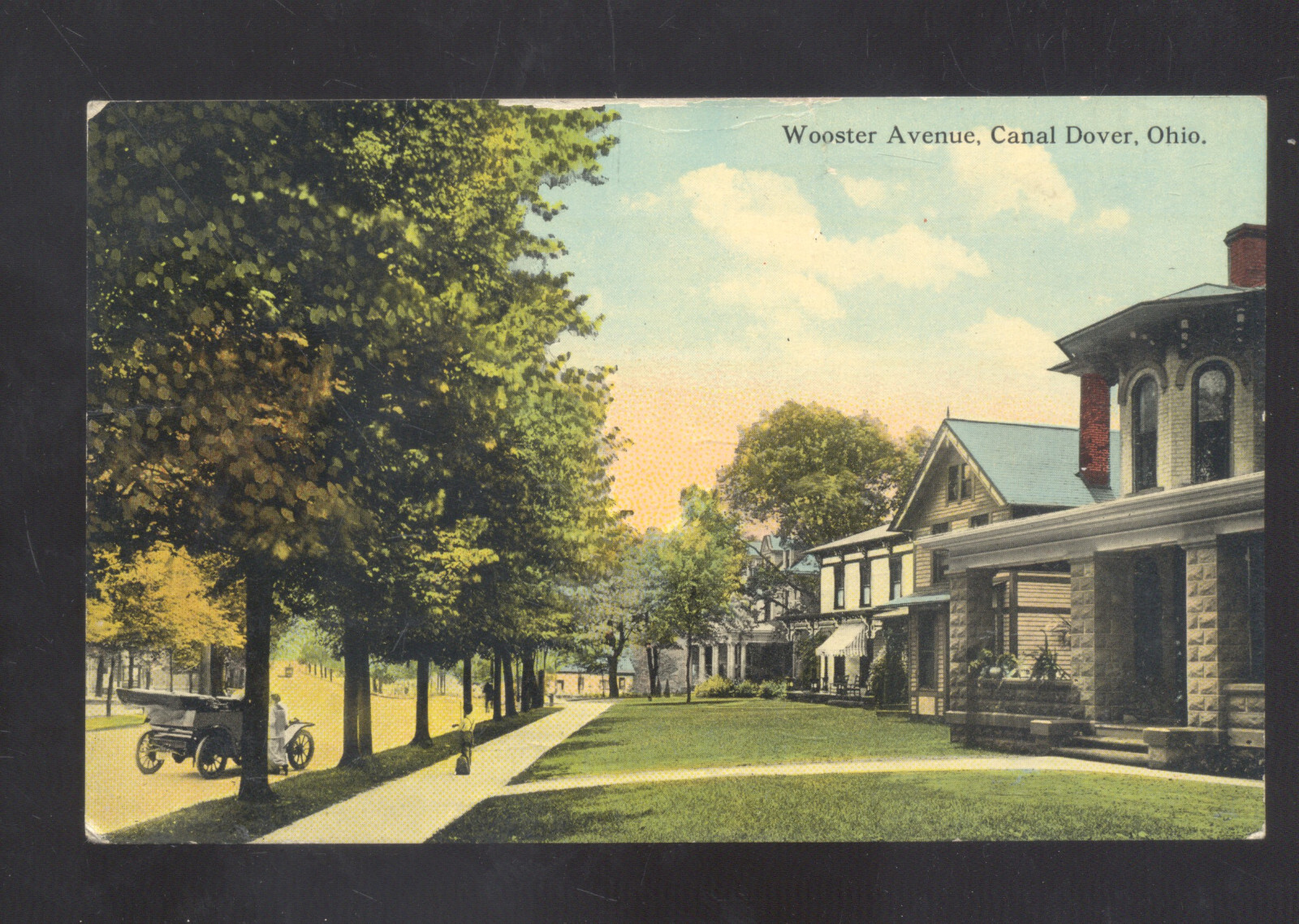 CANAL DOVER OHIO WOOSTER AVENUE RESIDENCE STREET SCENE VINTAGE POSTCARD ...