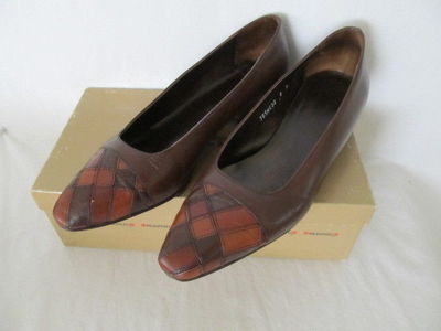 Vintage Women's Maserati Jester Brown Leather Patchwork Pointed Toe ...