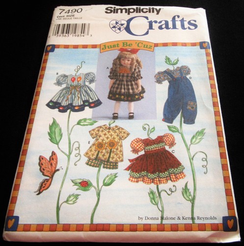Vintage 1997 Simplicity Crafts Pattern #7490 for 18" Doll Clothes UNCUT ...