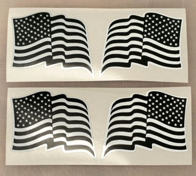 2 pair - REFLECTIVE American Flag Hard Hat Stickers Decals Helmet ...
