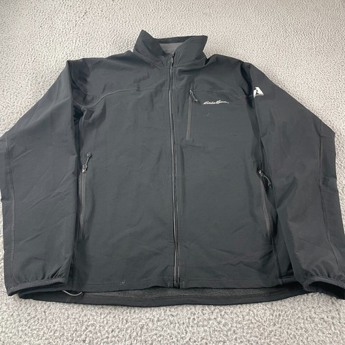 Eddie Bauer Jacket Large First Ascent Black Full Zip Water Resistant ...