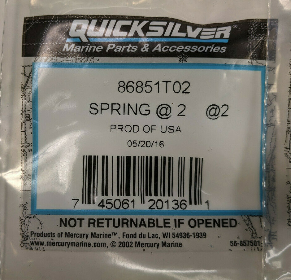 8X Mercury Quicksilver 86851T02 Spring 2PK | eBay