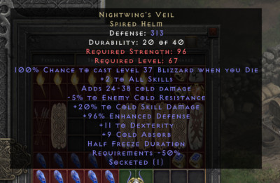 Diablo 2 Resurrected D2R: - Perfect 20% Nightwing's Veil with 5/5 - SC -PC- NL | eBay