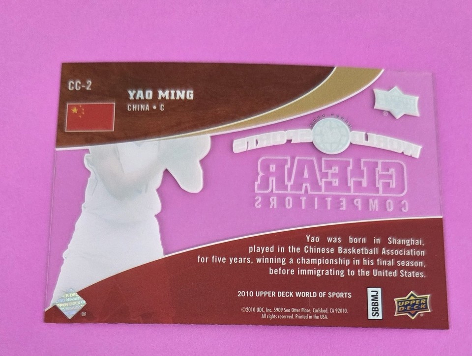 2010 Upper Deck Clear Competitors /550 #CC-2 Yao Ming China Basketball ...