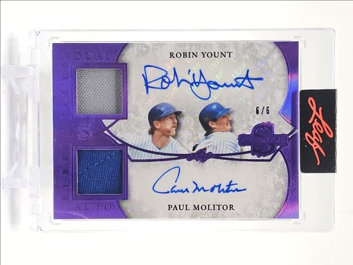 ROBIN YOUNT PAUL MOLITOR 2025 LEAF SPECTACULAR PURPLE PATCH AUTO 6/6 ...