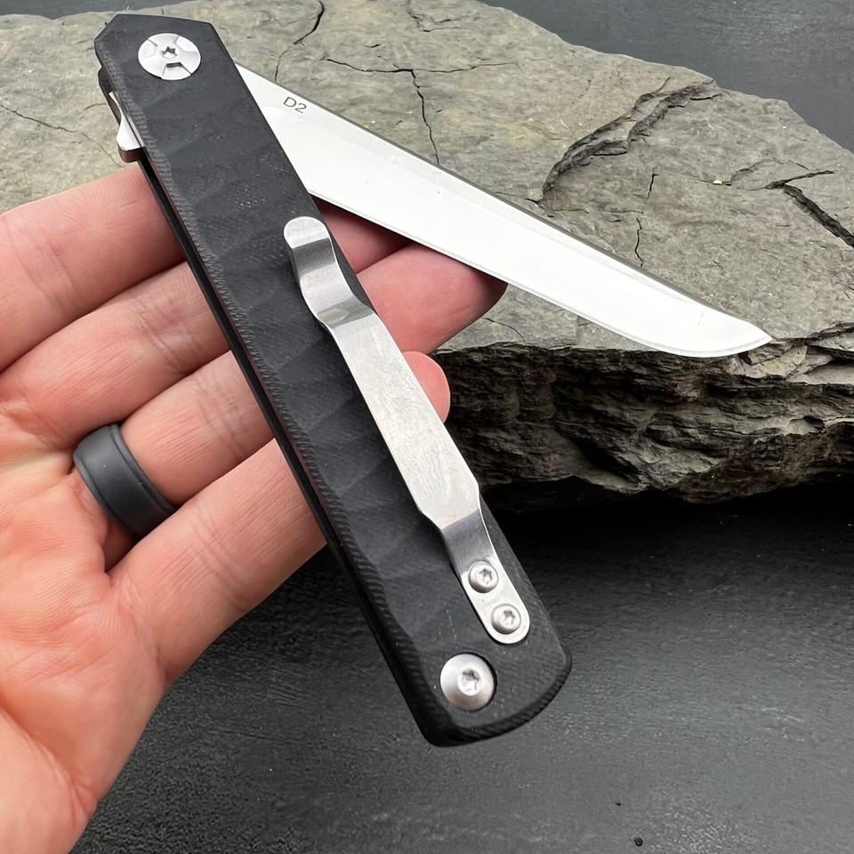 VORTEK ASTRO Black G10 Long Sleek Slender Blade Ball Bearing Folder ...