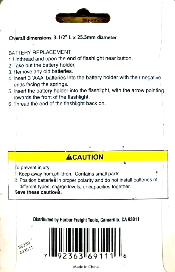 Mini Flashlight. Harbor Freight Tools 3.5" Work Light | eBay