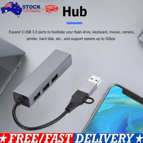 USB C To RJ45 Hub Ethernet Adapter Aluminium Alloy USB 3.0 Hub Network ...