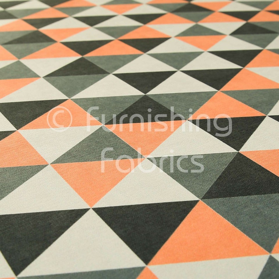 Designer Geometric Triangle Pattern Orange White Grey Interior ...