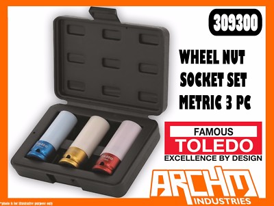 TOLEDO 309300 - WHEEL NUT SOCKET SET - METRIC 3 PC - DEEP IMPACT ...