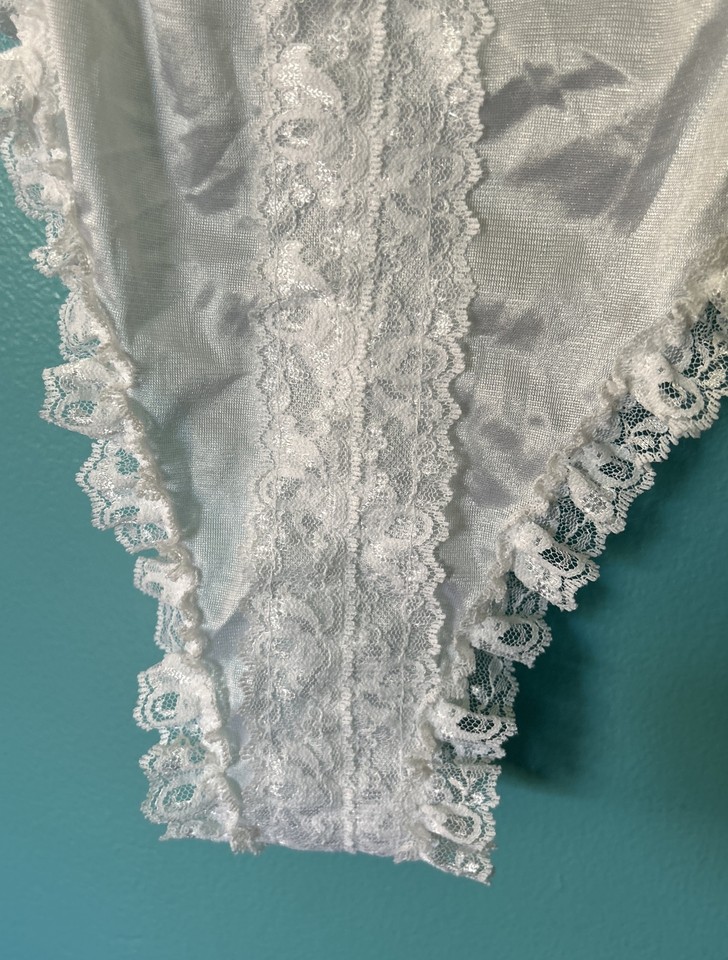 Vtg High Leg Teddy Romper One Piece M Nylon Lace White Second Skin ...