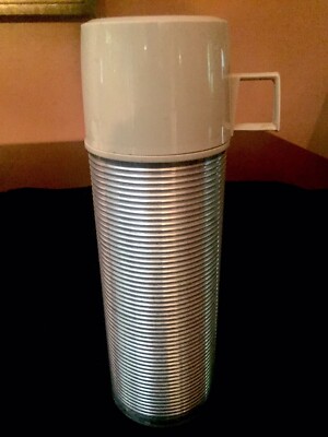 Vintage Thermos Aluminum Ribbed Tan Cup 2284 King Seeley Silver Pint ...