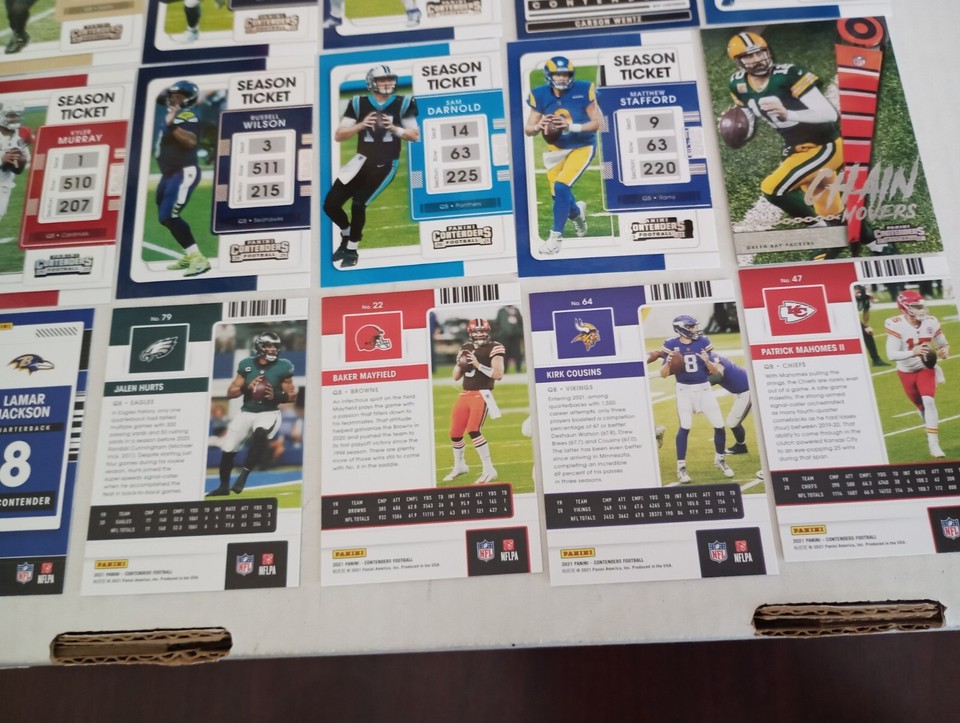 2021 PANINI CONTENDERS 25 card QB Lot 🏈 Carr, Tua, Brady, Mahomes ...