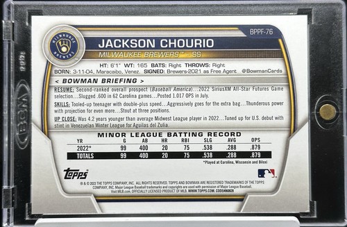 /50 JACKSON CHOURIO GOLD FOIL 2023 BOWMAN 1st Edition Holo *READ ...