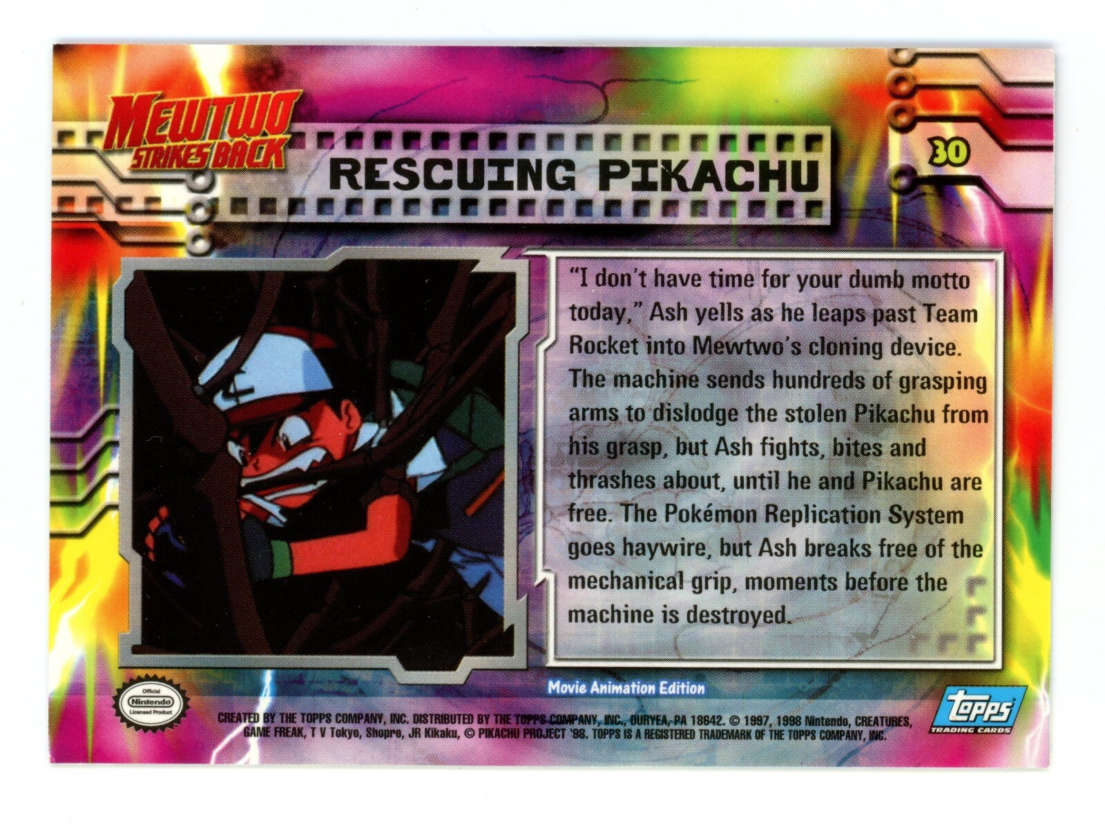 Pokemon Card - Rescuing Pikachu #30 - Topps - Mewtwo Strikes Back ...