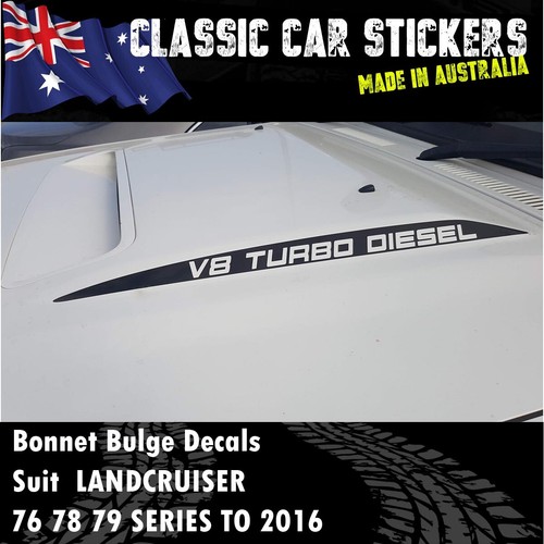 V8 TURBO DIESEL Decal Sticker for Landcruiser 76 70 78 79 series bonnet ...