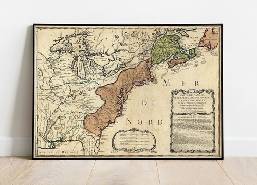 1756 Map French and Indian War Wall Art Poster Print Home School ...