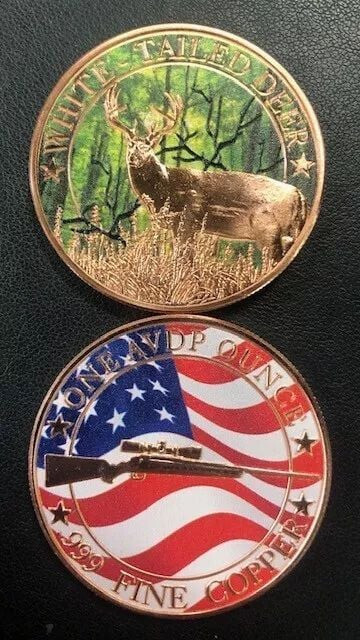 Reverse Proof Colorized White Tailed Deer 999 1oz Copper Round. | eBay